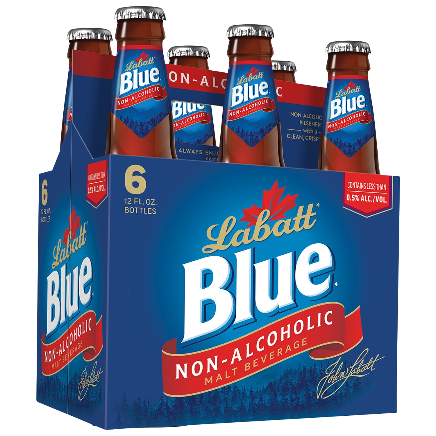 Labatt Blue Non Alcoholic 6 Pack Bottles — UPC 62067009723 — Go-UPC