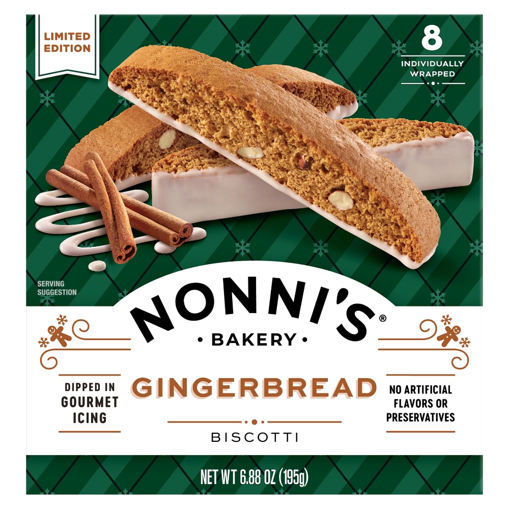 Nonni's Limited Edition Gingerbread Biscotti — UPC 718604970062 — Go-UPC