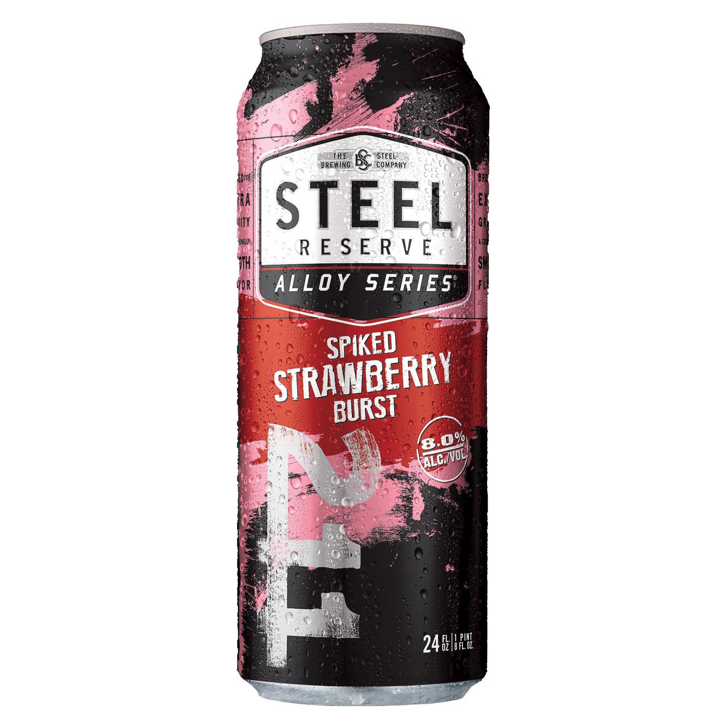 Steel Reserve Alloy Series Spiked Strawberry Burst Beer, 24 Fl Oz — UPC 34100008710 — Go-UPC