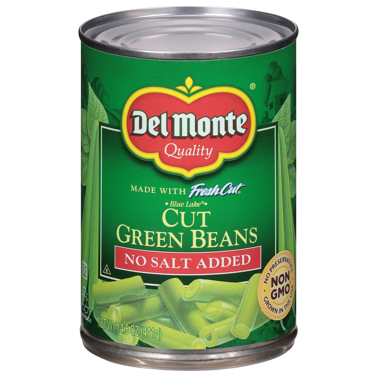 Del Monte Fresh Cut Green Beans No Salt Added 14.5oz Can — UPC ...