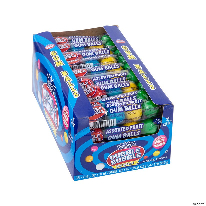 Dubble Bubble Assorted Four Pieces Ball Tube 36 — UPC 59642315294 — Go-UPC