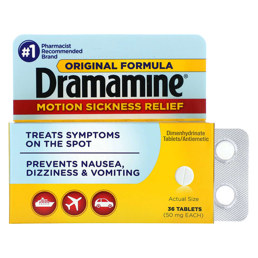 Dramamine Motion Sickness Relief Original Formula 36 Tablets — UPC ...