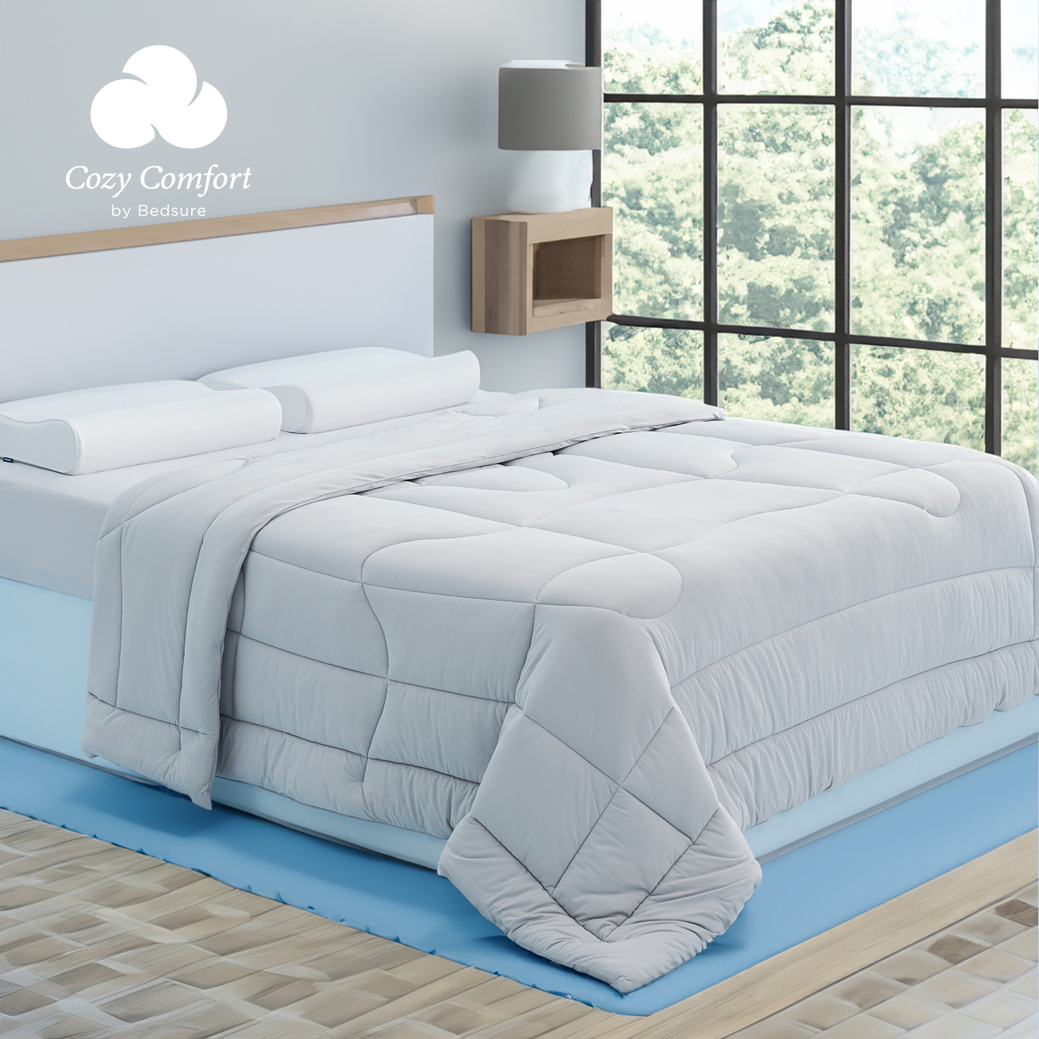 Cozy Comfort Gray Queen Breescape Comforter All Season Double-Sided ...