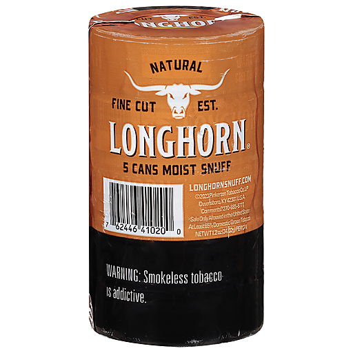 LongHorn Moist Snuff, Natural, Fine Cut — UPC 762446410200 — Go-UPC