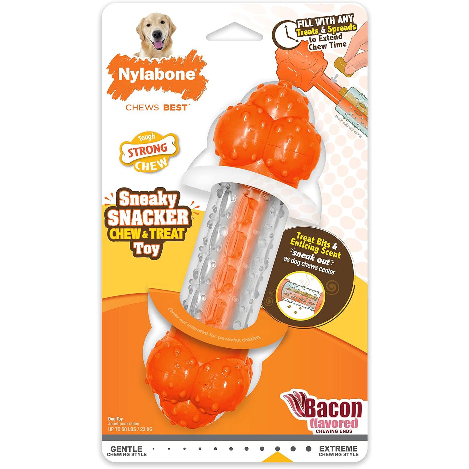 Nylabone Strong Chew Sneaky Snacker Treat Toy Bacon Large / Giant — UPC ...