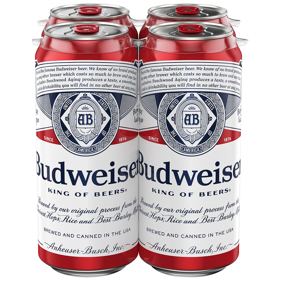 Budweiser Lager Beer - 4pk/16 Fl Oz Cans — UPC 18200005374 — Go-UPC