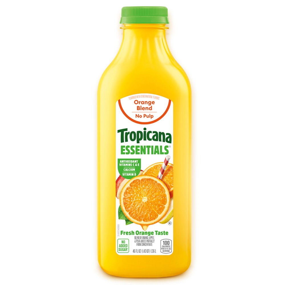 Tropicana Essentials No Pulp Orange Blend Juice, 46 Fl Oz — UPC ...