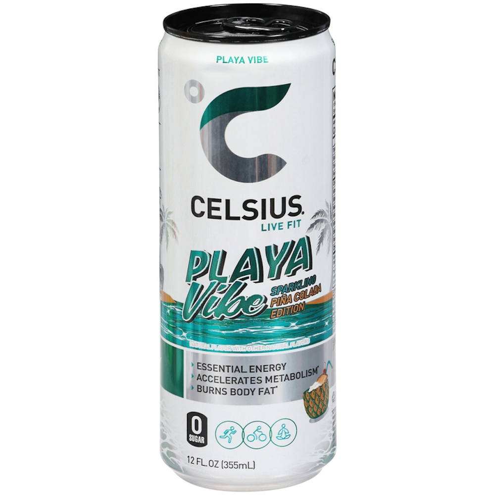 Celsius Energy Drink, Sparkling, Playa Vibe, Pina Colada 12 Fl Oz — UPC ...