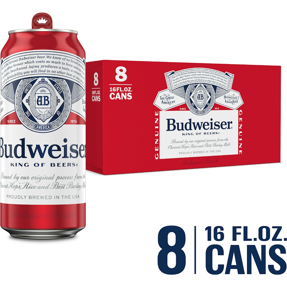 Budweiser American Lager Beer 8 Pack, 16 Fl Oz Cans — UPC 18200089817 ...