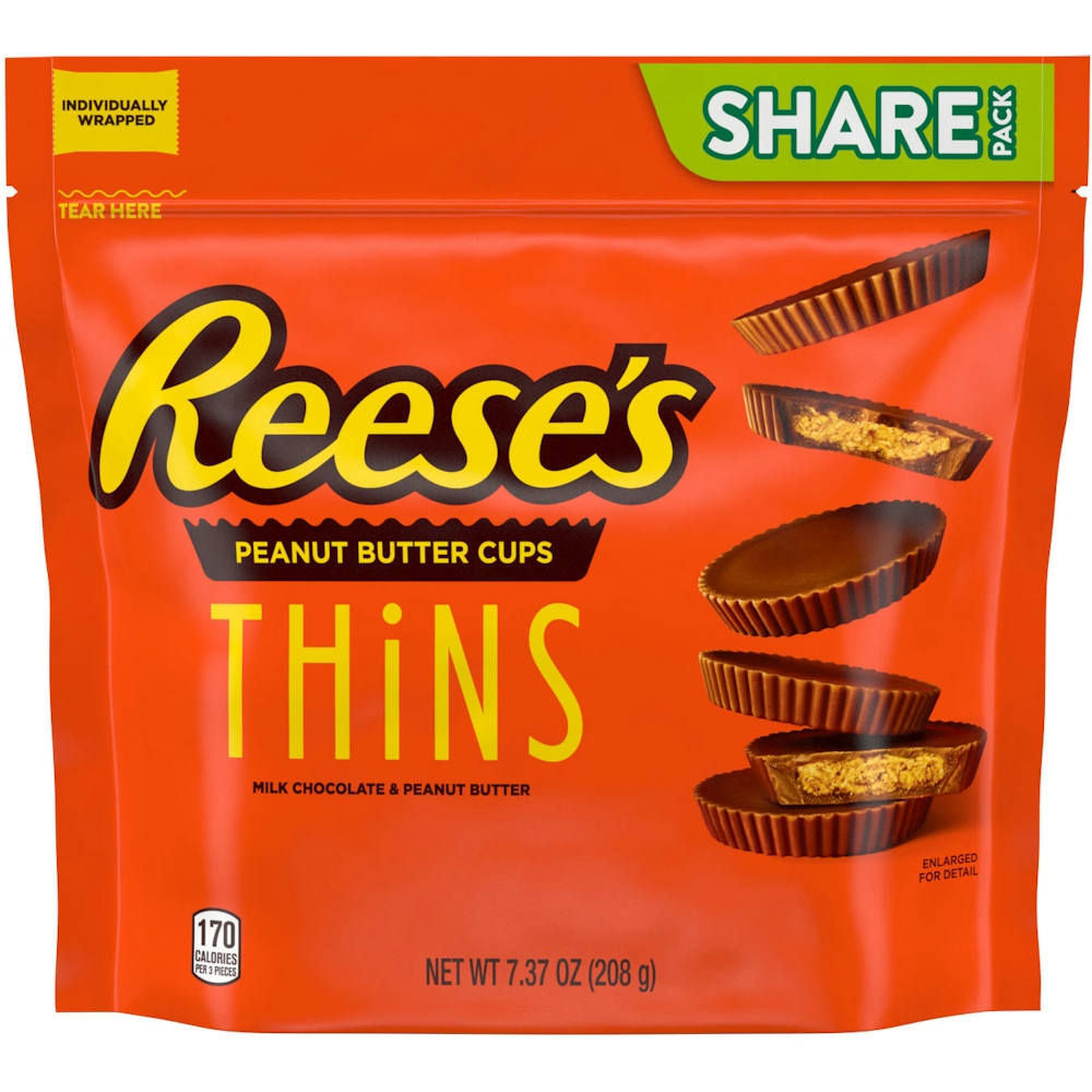 Reese's Thins Milk Chocolate Peanut Butter Cups Candy Share Pack — UPC ...