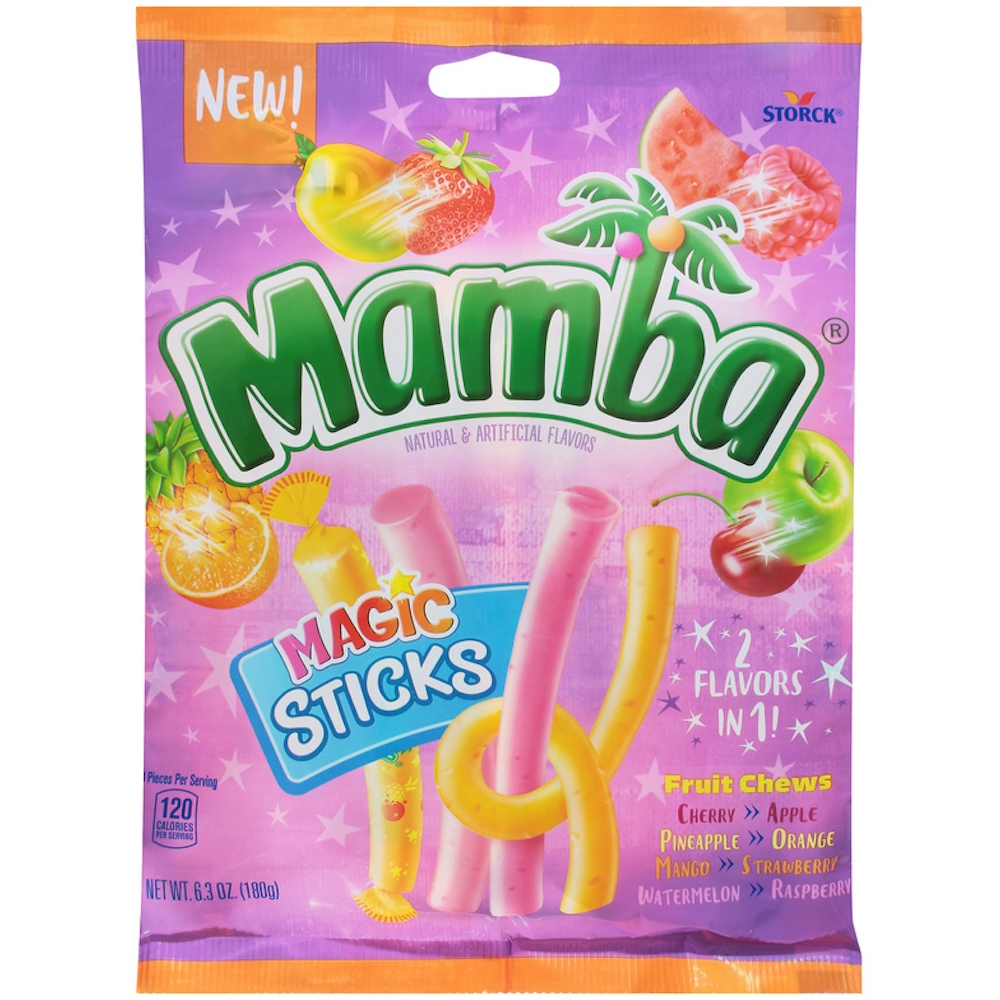 Mamba Fruit Chews, Assorted, Magic Sticks — UPC 72799057862 — Go-UPC