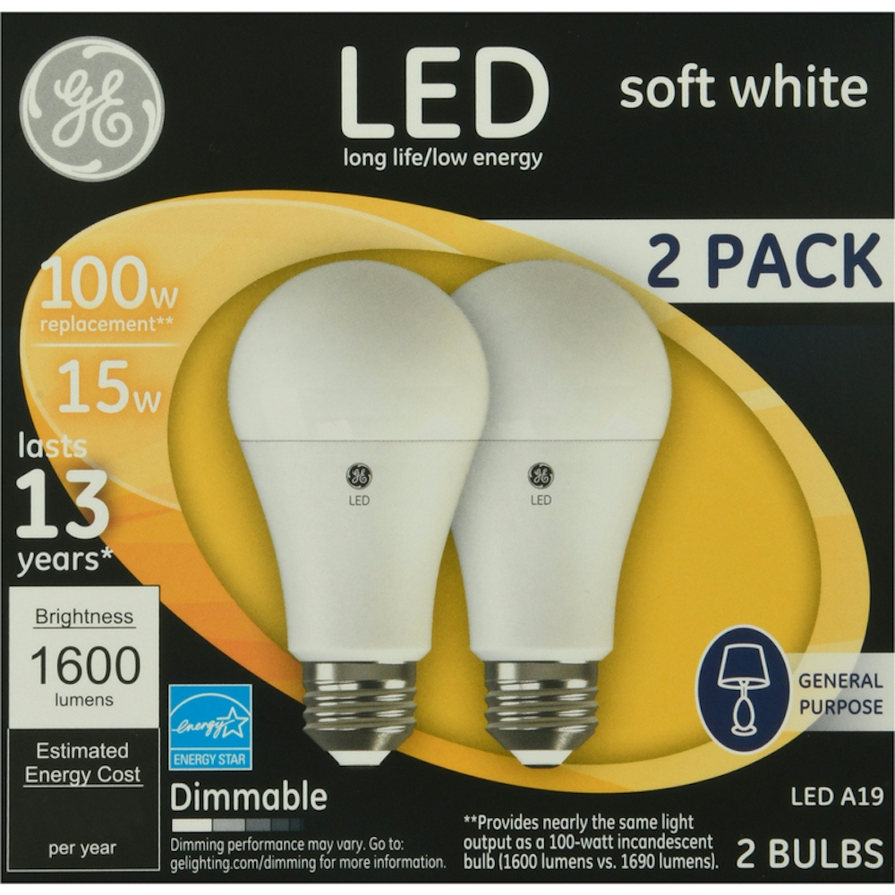 GE LED Soft White 2 Pack 15 Watts Light Bulbs — UPC 43168659413 — Go-UPC