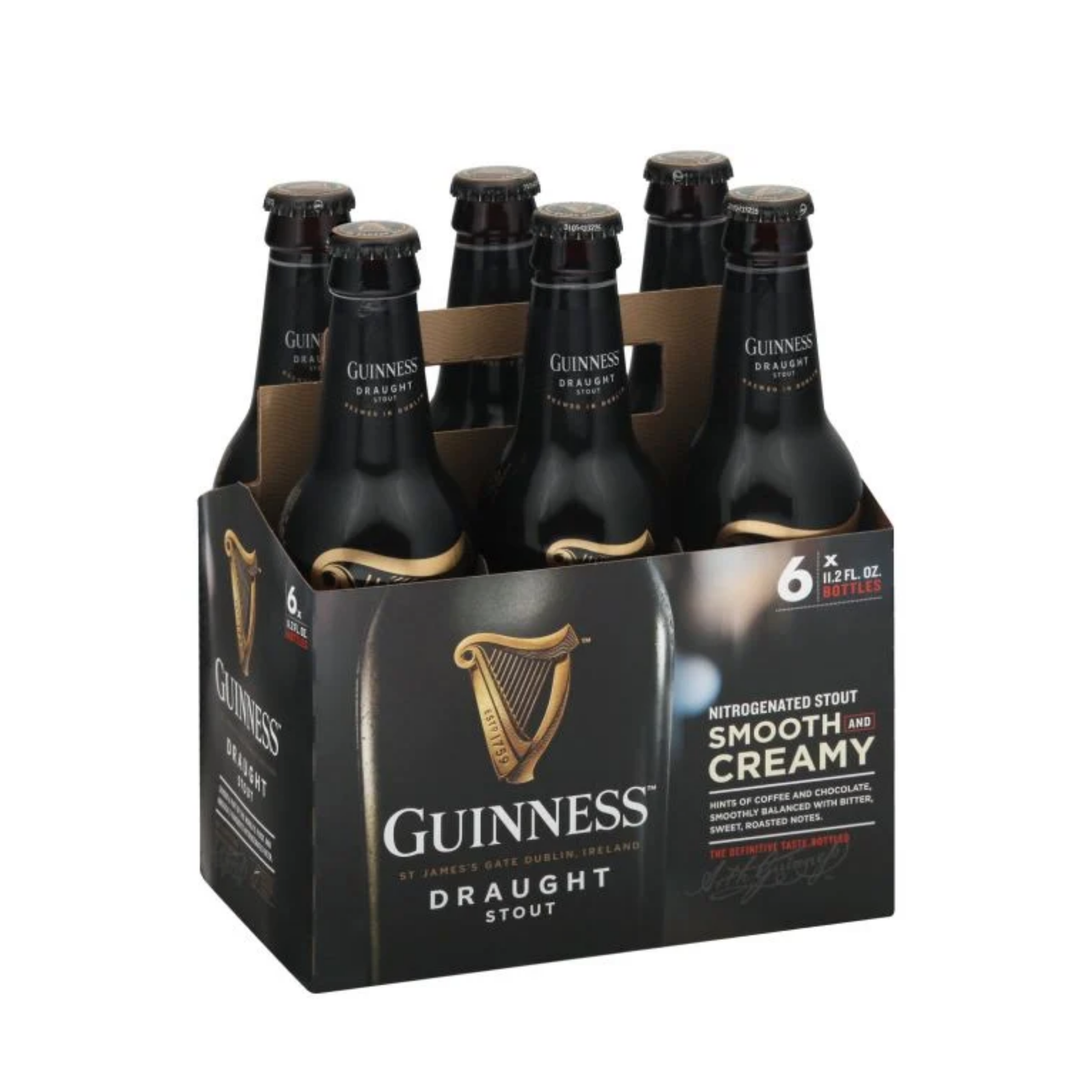 Guinness Draught Stout Beer, 6pk 11.2oz Bottles, 4.2% ABV — UPC ...