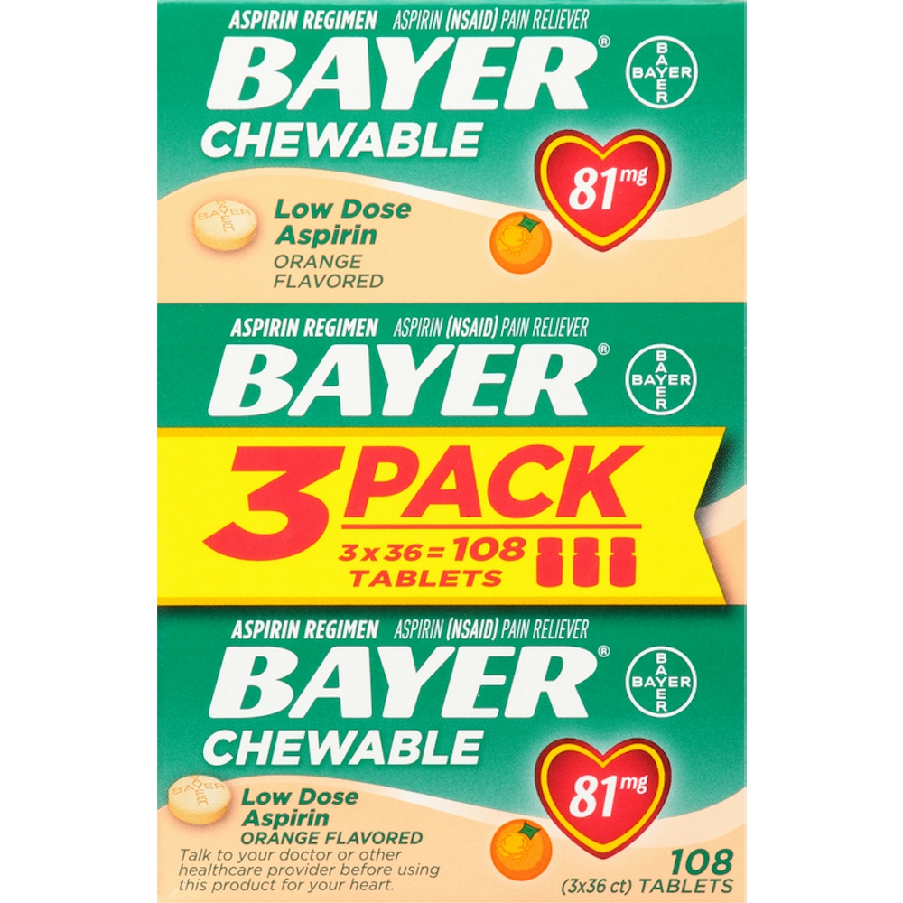 Bayer Chewable Low Dose Aspirin Value Pack Orange -- 81 Mg - 108 ...
