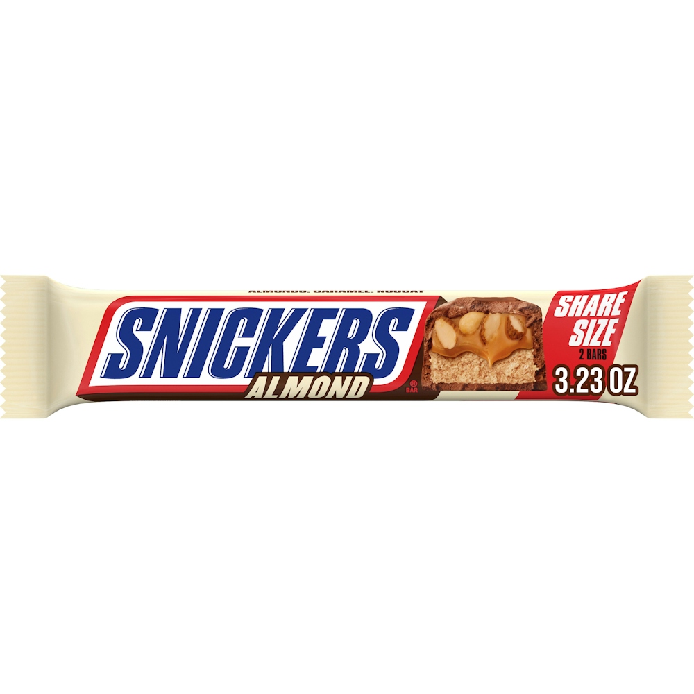 Snickers Almond Candy Milk Chocolate Bar, Share Size, 3.23 Oz — UPC ...