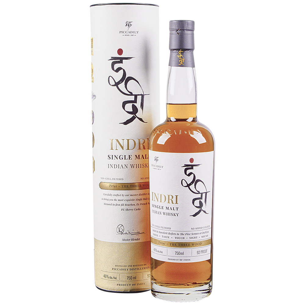 Indri Trini Three Wood Indian Single Malt Whisky 750ml — UPC ...