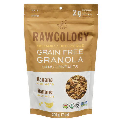 Rawcology Organic Raw Crunch Granola Banana 200g — UPC 628504873014 ...