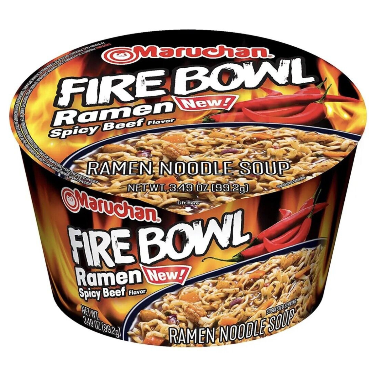 Maruchan Ramen Noodle Soup, Spicy Beef Flavor, Fire Bowl — UPC ...