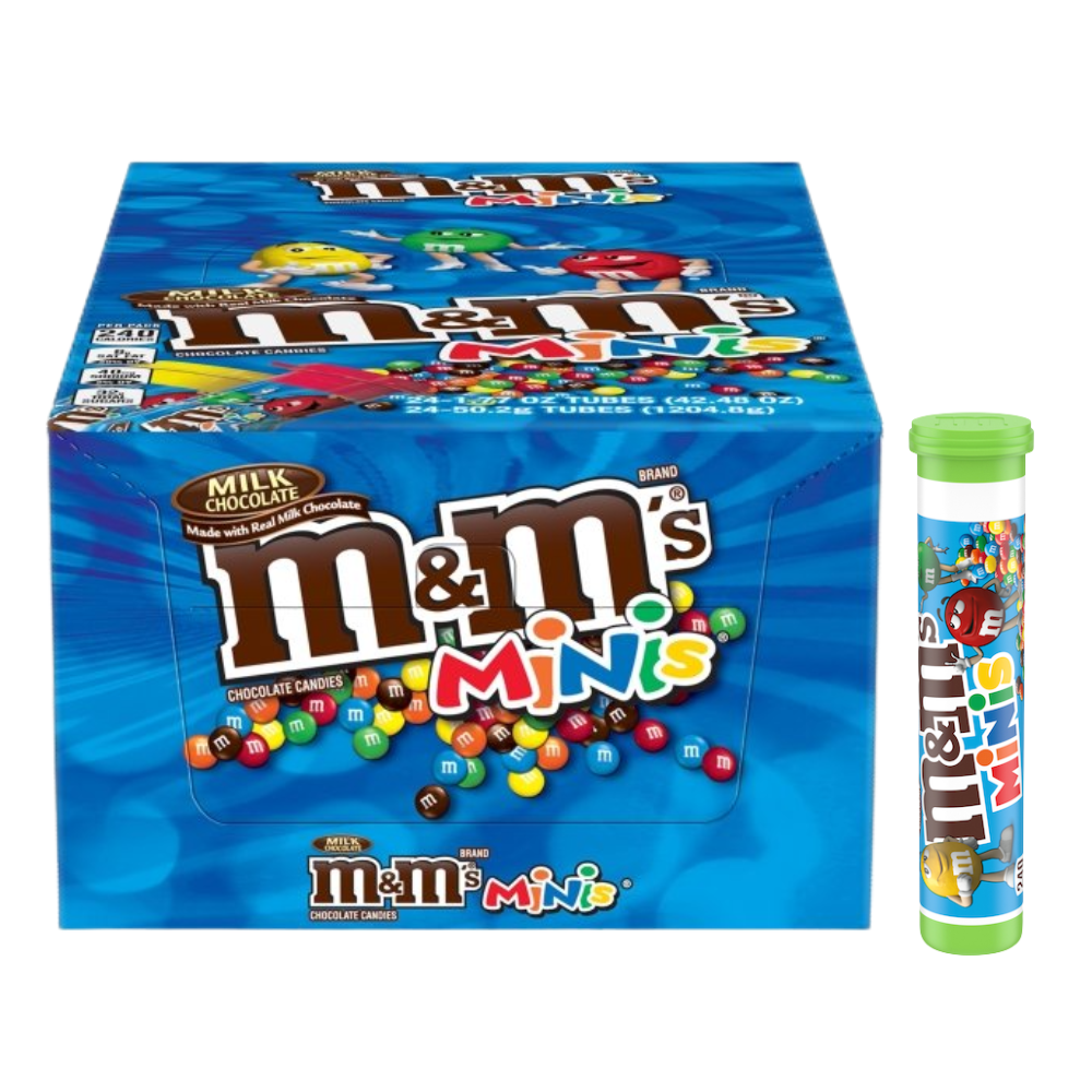 M&M's Mnm Milk Chocolate Minis Tube King Size 1.77oz 24ct — UPC ...