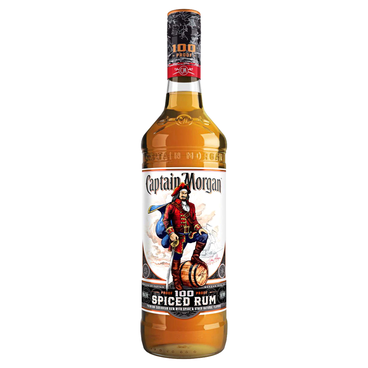 Captain Morgan 100 Proof Spiced Rum, 750 mL Glass Bottle — UPC ...