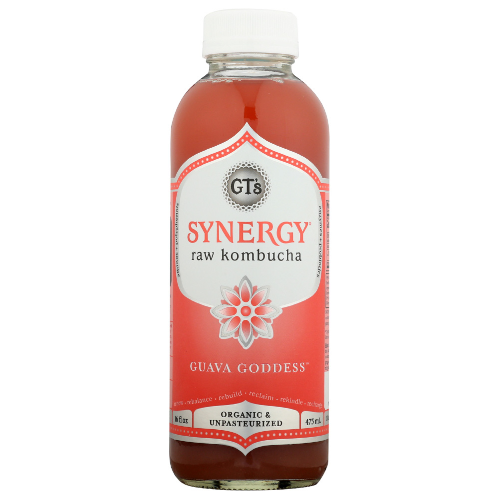 GT's Synergy Guava Goddess Raw Kombucha 16 Fl Oz — UPC 722430900162 — Go-UPC