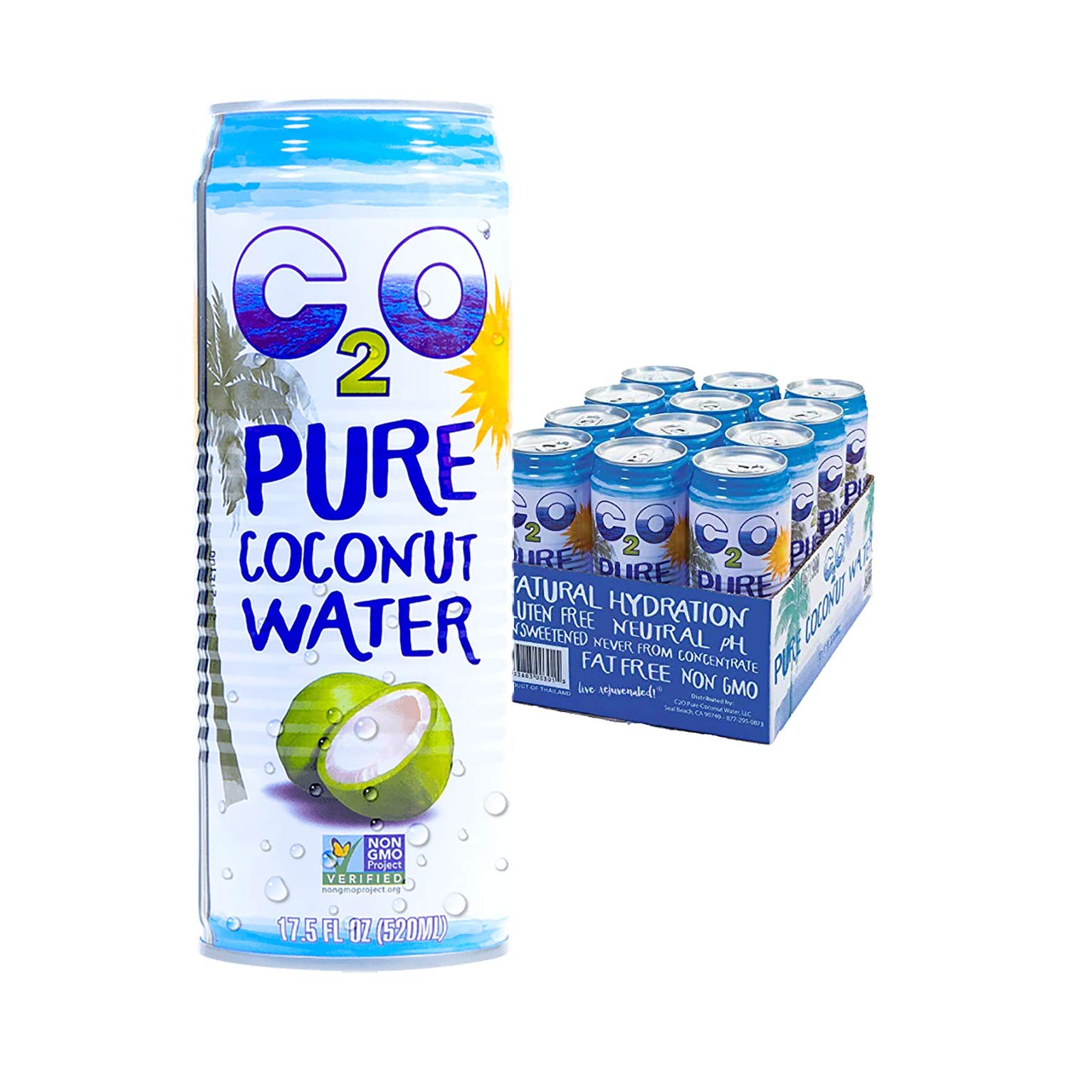 C2O Pure Coconut Water - 17.5 Fl Oz Can — UPC 853883003008 — Go-UPC