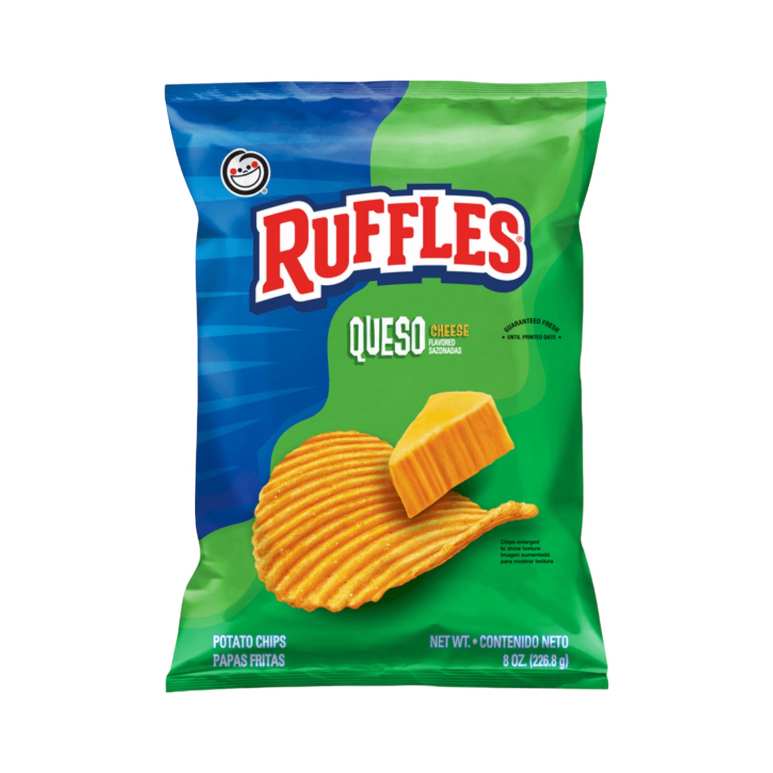 Ruffles Potato Chips, Queso Cheese Flavored 8 Oz — UPC 028400517706 ...