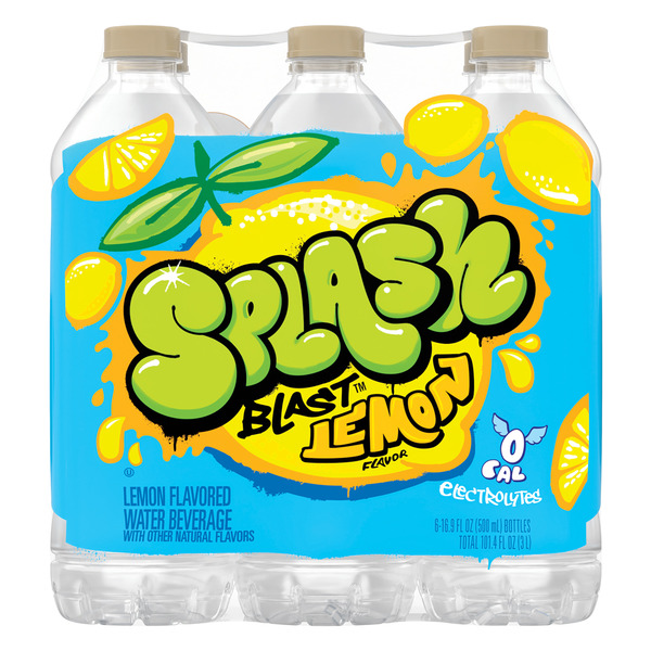 Splash Blast Flavored Water Beverage, Lemon Flavor, 16.9 FL OZ Plastic ...