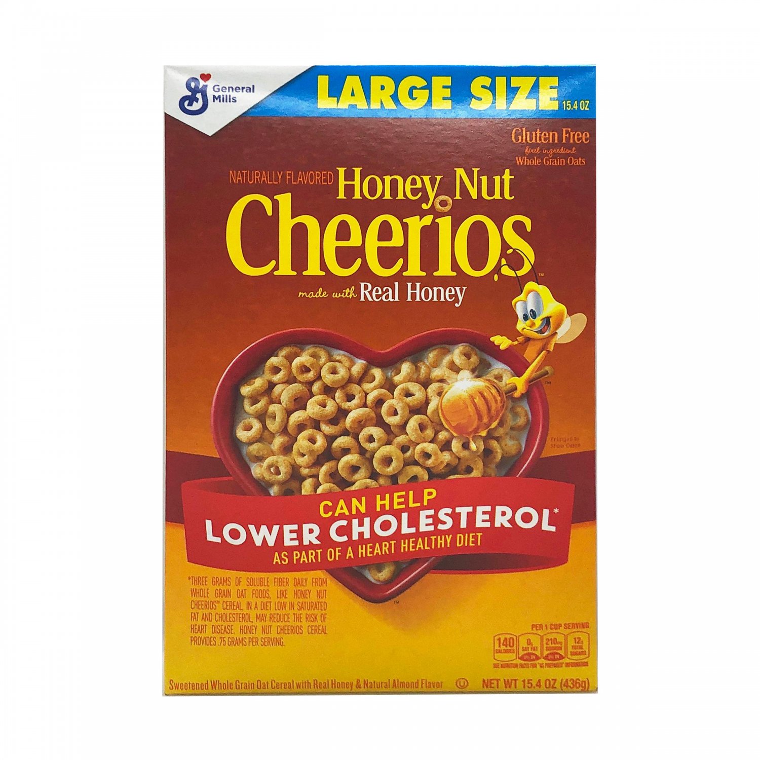 Cheerios Honey Nut Heart Healthy Cereal, 15.4 Oz Large Size Box — UPC ...