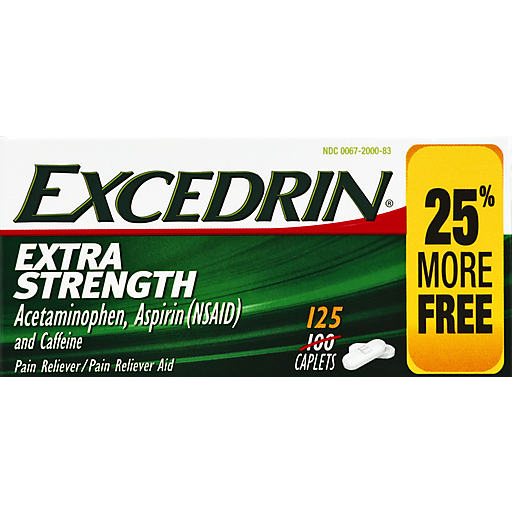 Excedrin - Pain Reliever - Extra Strength - Bonus - 125 Caplets ...