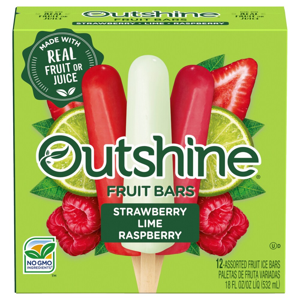 Outshine Strawberry, Lime, And Raspberry Frozen Fruit Bars Variety Pack ...