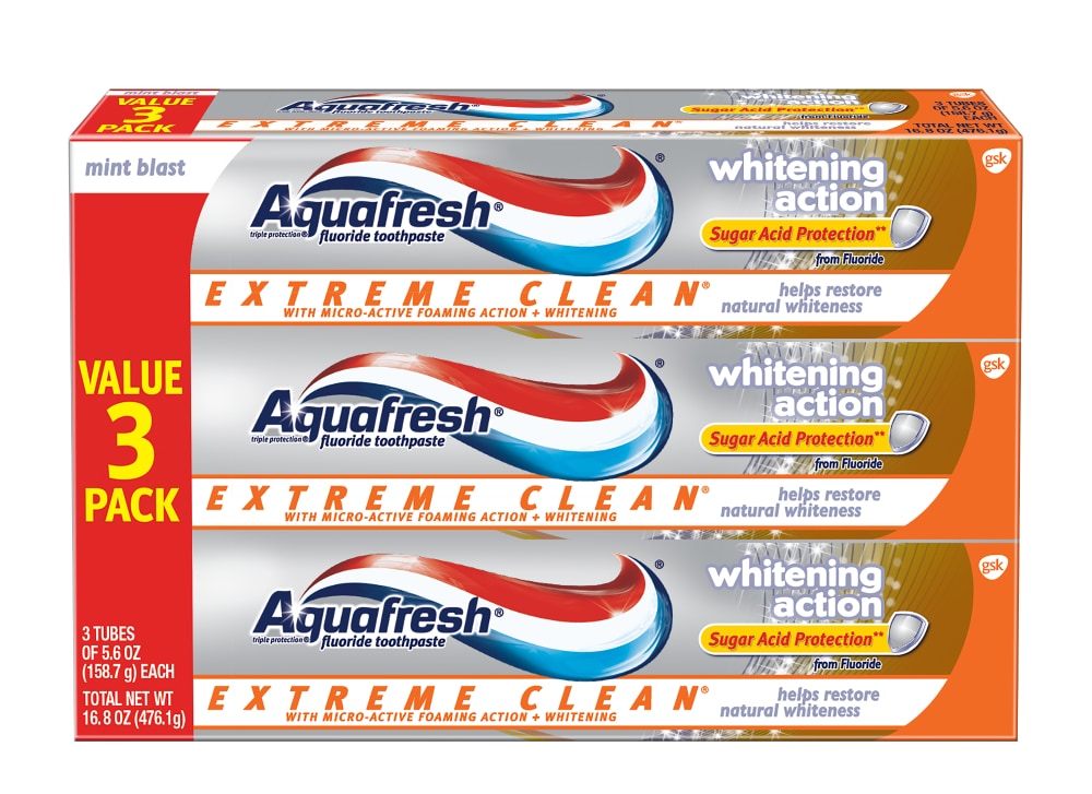 Aquafresh Extreme Clean Whitening Action Toothpaste - 3ct/16.8oz — UPC ...