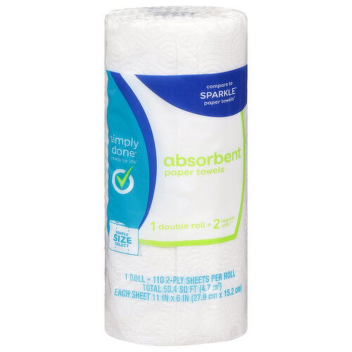 Simply Done Paper Towels, Absorbent, Simple Size Select, 2-Ply — UPC ...