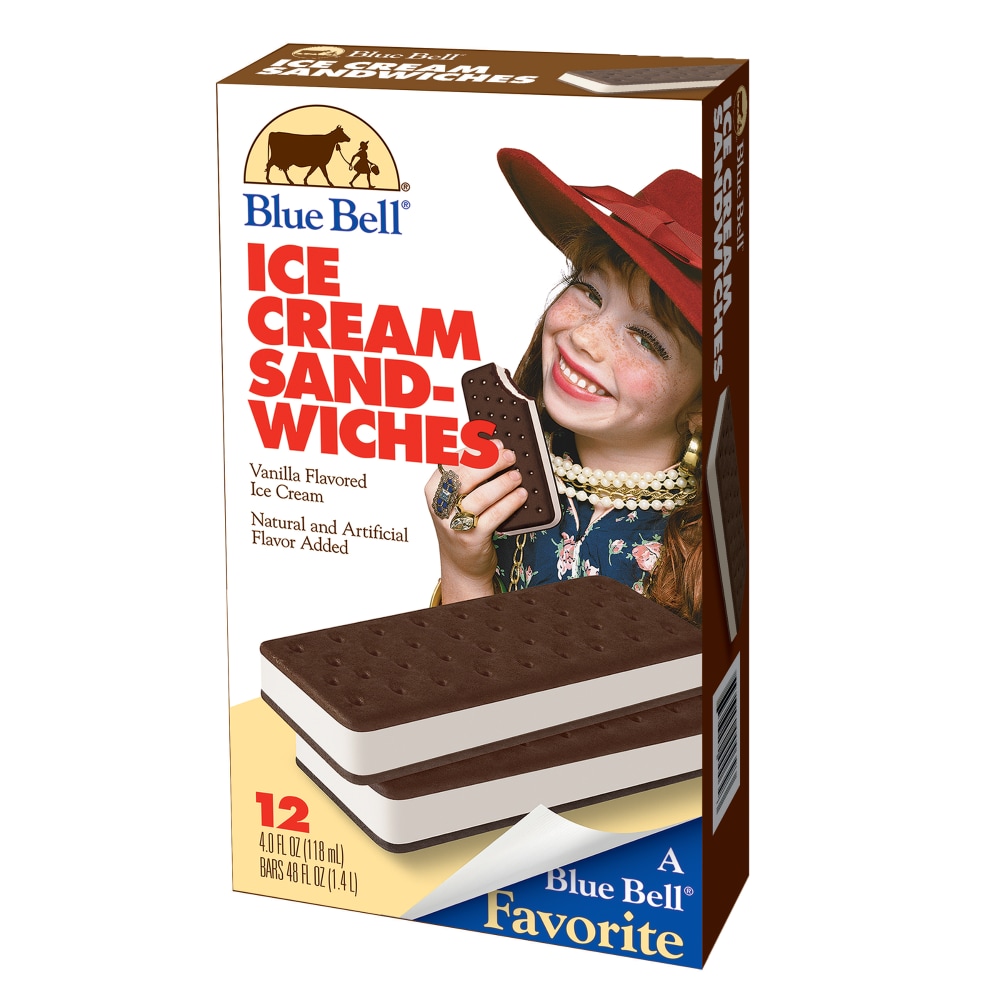 Blue Bell Ice Cream Sandwiches, Vanilla Flavored — UPC 71899624165 — Go-UPC