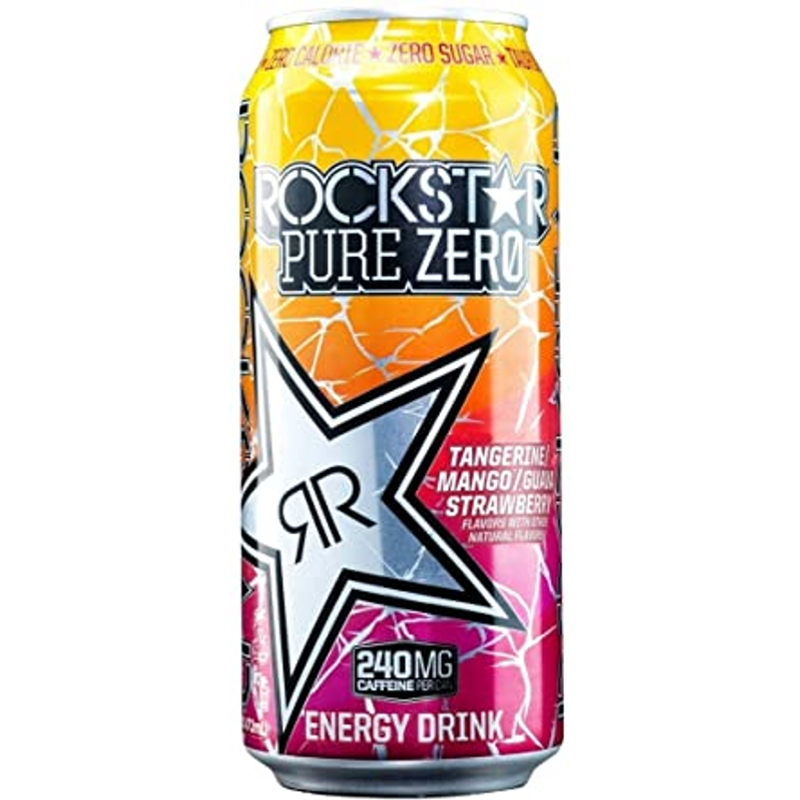 Rockstar Pure Zero Sugar Free Energy Drink Tangerine Mango Guava Strawberry 16 Fl Oz — UPC ...