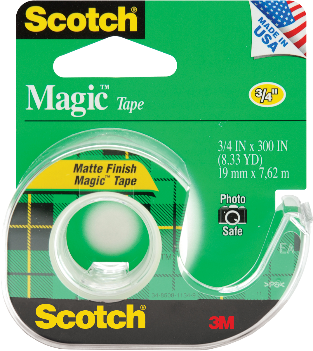 Scotch 105 Magic Matte Finish Tape With Plastic Dispenser, 3/4" X 300 ...
