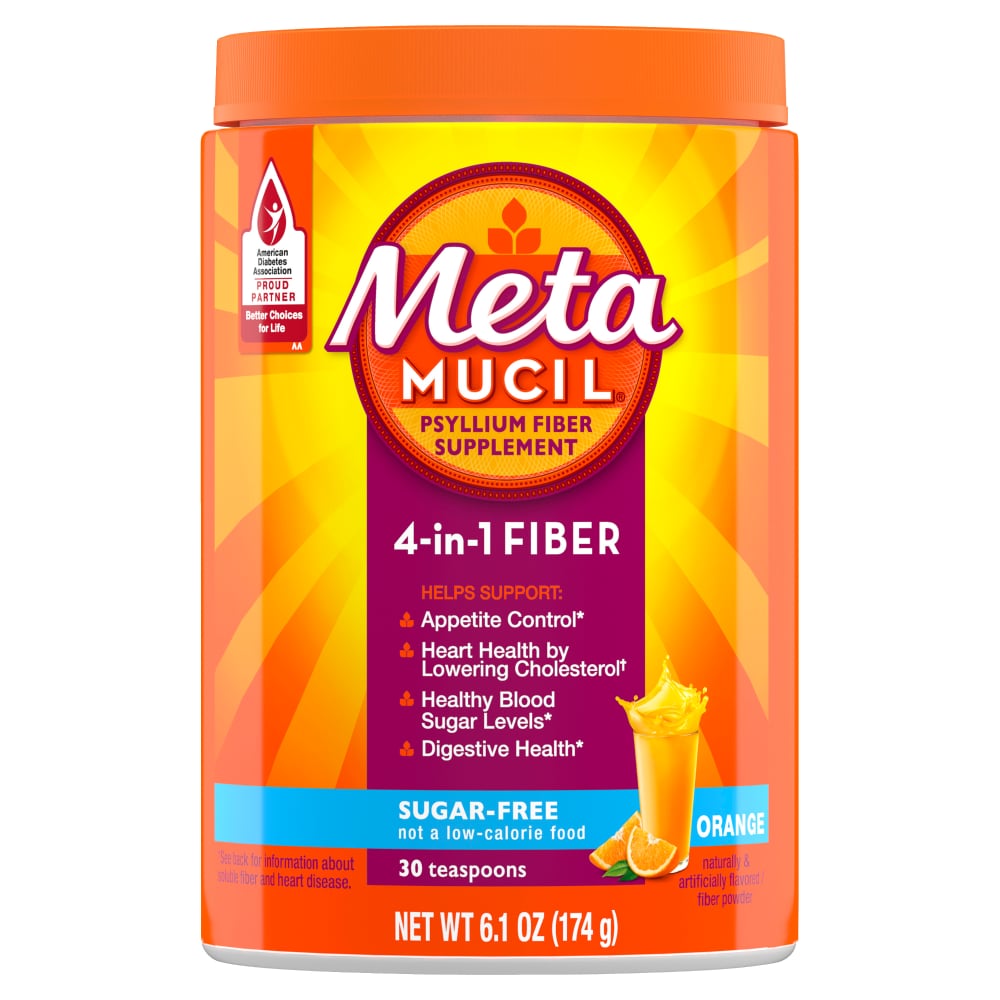 Metamucil Fiber, 4 In 1 Psyllium Fiber Supplement, Sugar Free Powder ...