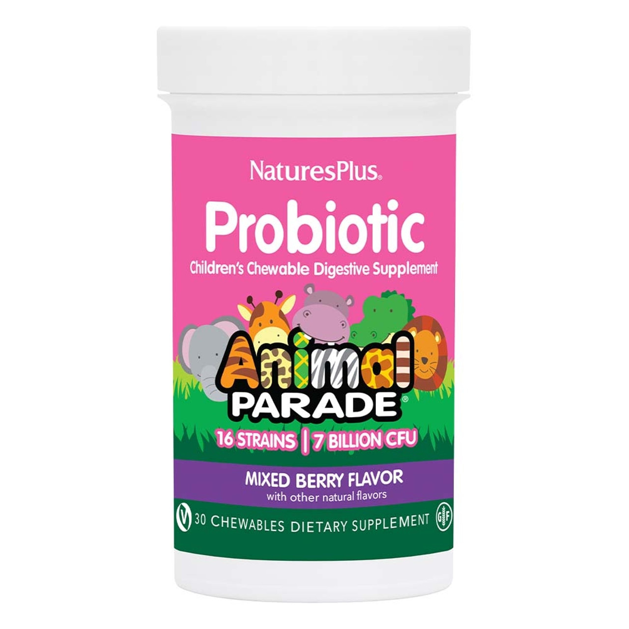 Nature's Plus Animal Parade Probiotic 16 Strains/7 Billion Chewable ...