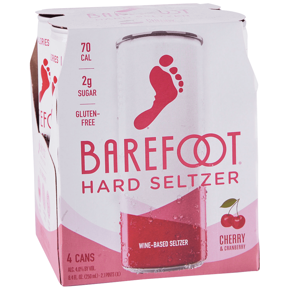 Barefoot Hard Seltzer Wine Cherry & Cranberry, 4 Pack 250ml Cans — UPC ...