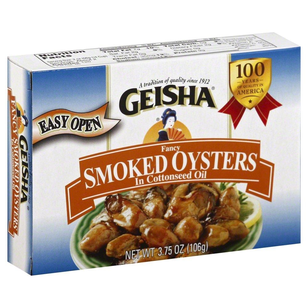 Geisha Oysters, Smoked, Fancy, In Cottonseed Oil 3.75 Oz — UPC ...