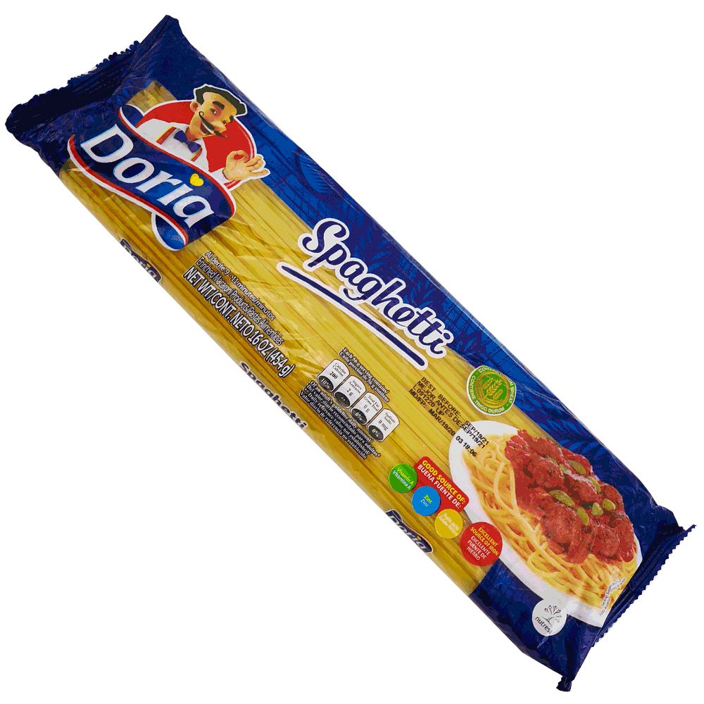 Doria Spaghetti Pasta — UPC 818848020018 — Go-UPC